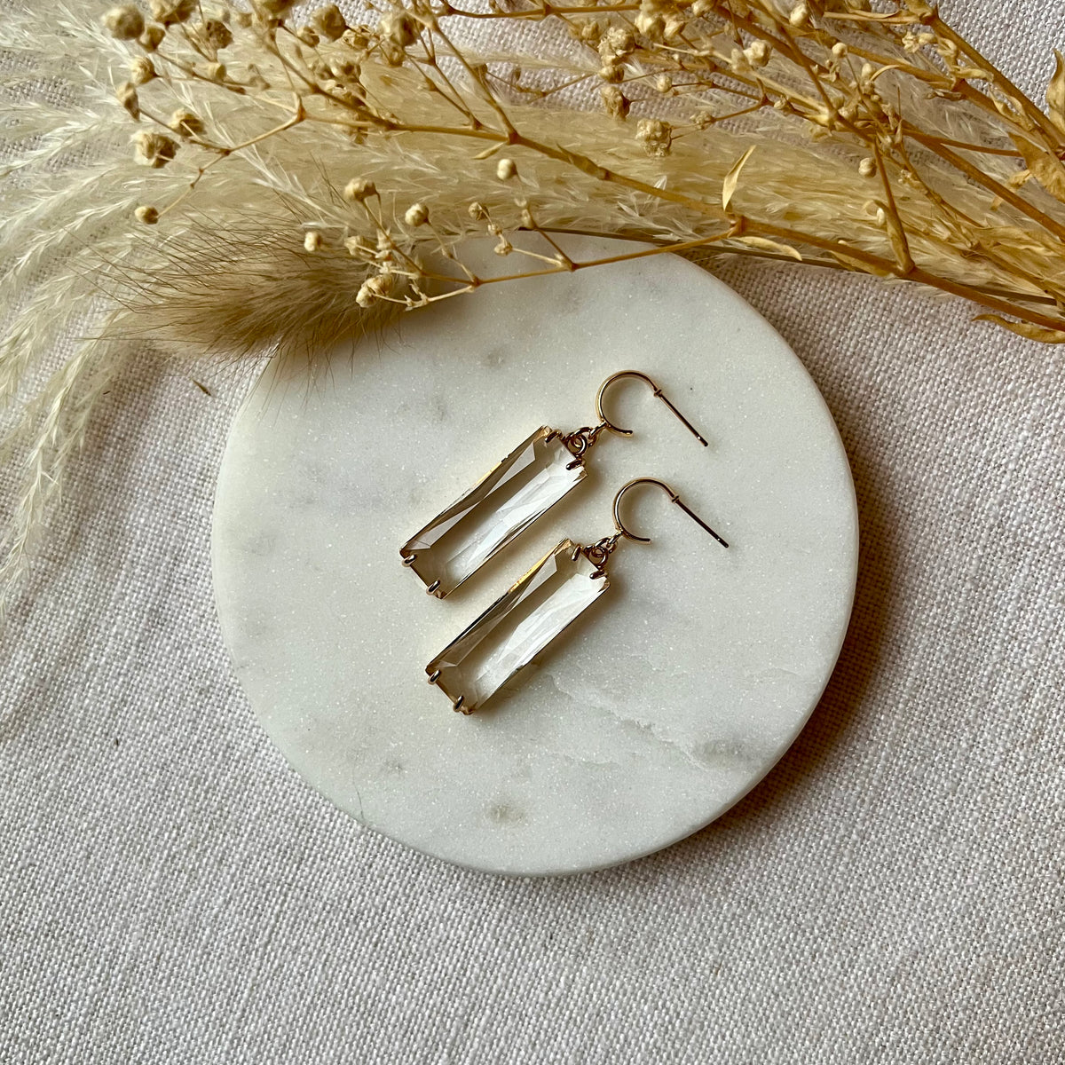 Clear Baguette Glass Earrings – Gemini Clay Studio